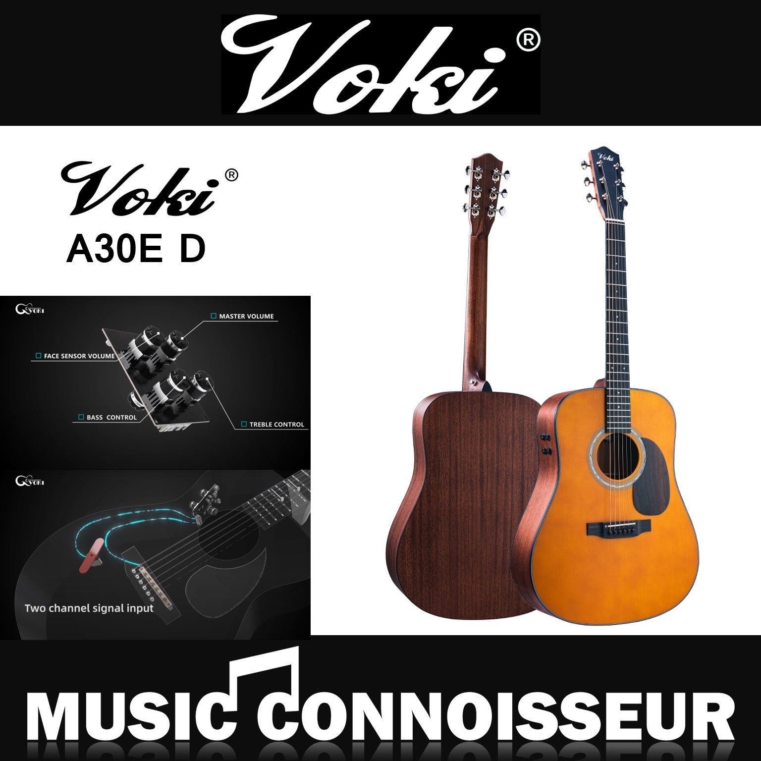 Voki A30E Artisan Series (D) Acoustic Guitar – Music Connoisseur Malaysia